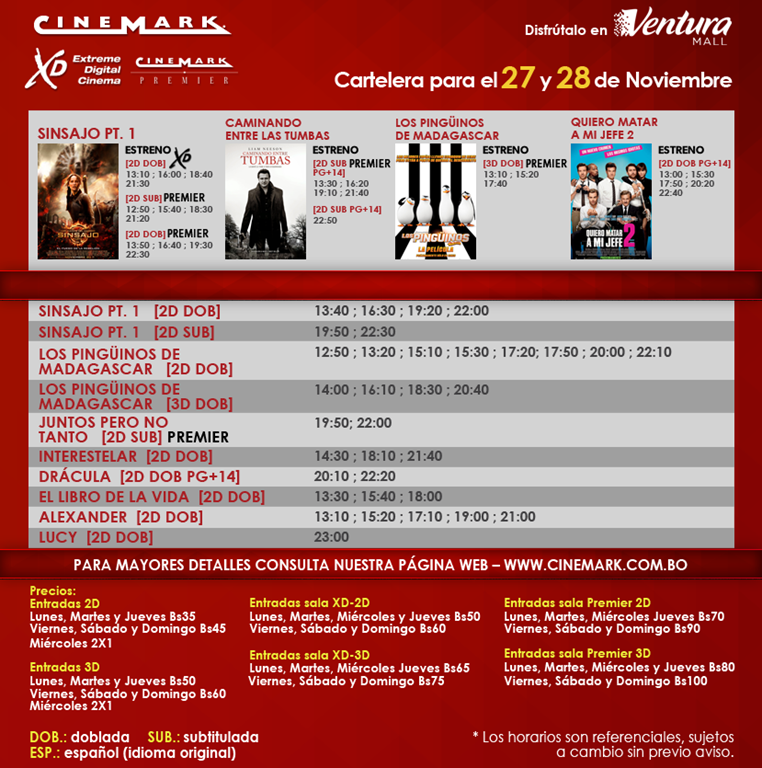 Cartelera de CineMark del jueves 6 al miércoles 12 de noviembre 2014 ...