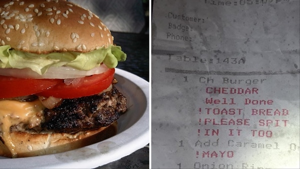 Cliente ve en su orden de comida la indicación de escupir la ...